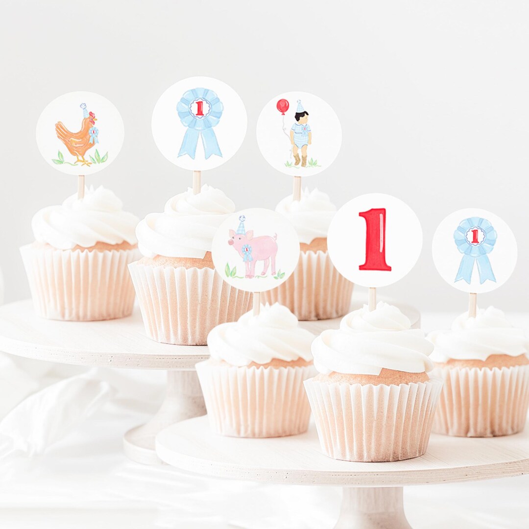 Cupcake Toppers | 8.5x11 Printable | My First County Fair 1st Birthday ...