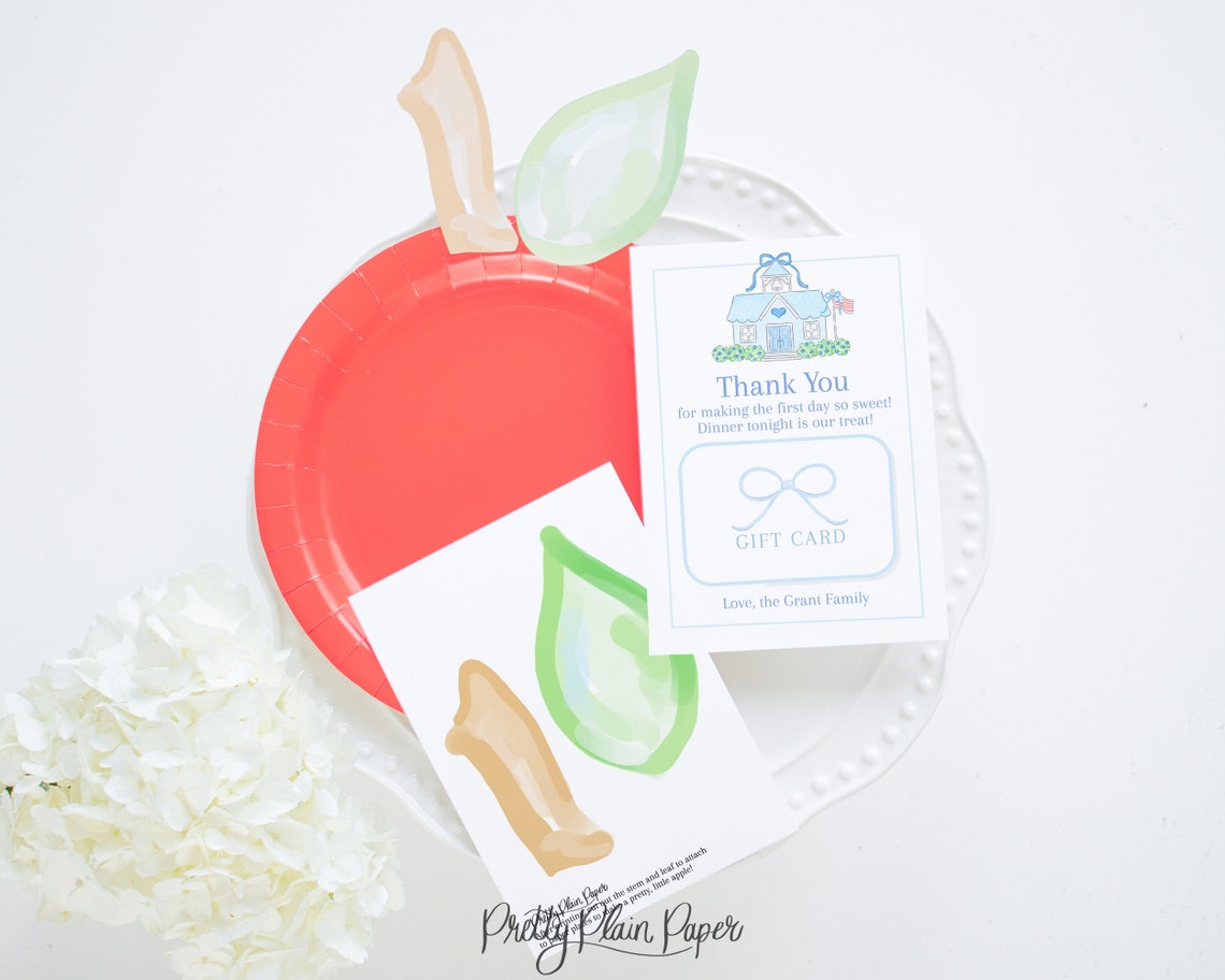 Dinner for the Teacher | 5x7 Printable | First Day of School Gift Card ...