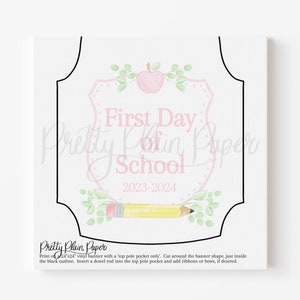 Watercolor Crest Back to School Banner | 24x24 Printable | Pretty First ...