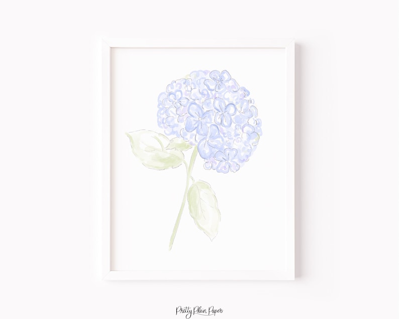Watercolor Hydrangea Print Printable 8x10 Blue Hydrangea - Etsy
