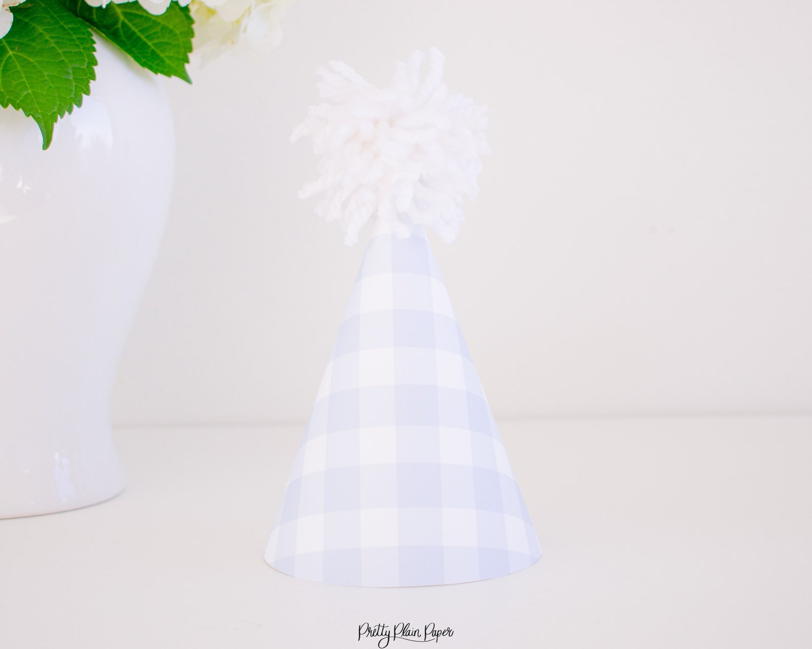 Light Blue Gingham Party Hats | Light Blue Pattern Party Hats ...