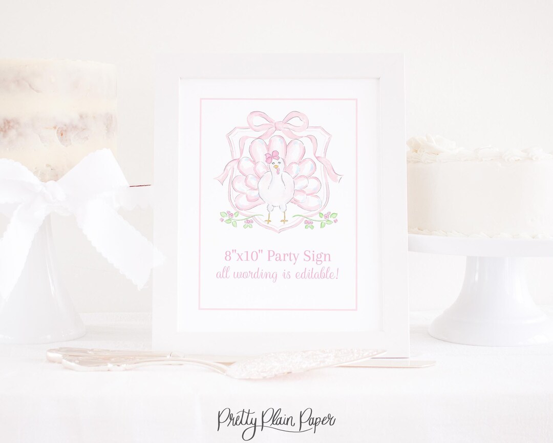 Party Sign | Our Little Turkey | 8x10 | Printable | Birthday Party ...