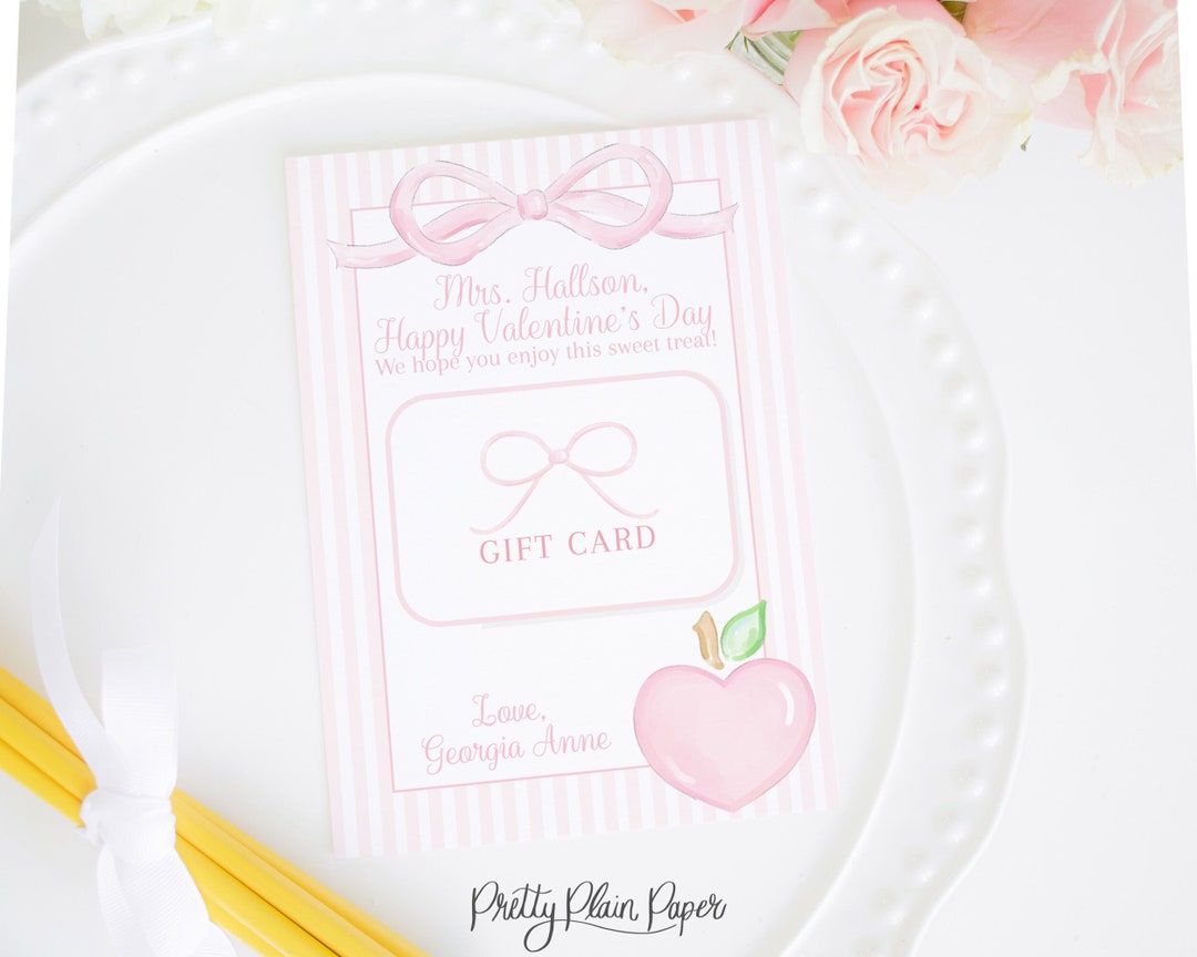 Teacher Gift Card Holder | Valentine | 5x7 Printable Download ...