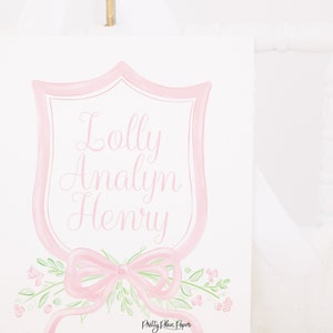 Hospital Baby Sign Printable | 8x10 | Watercolor Pink Crest | Baby ...