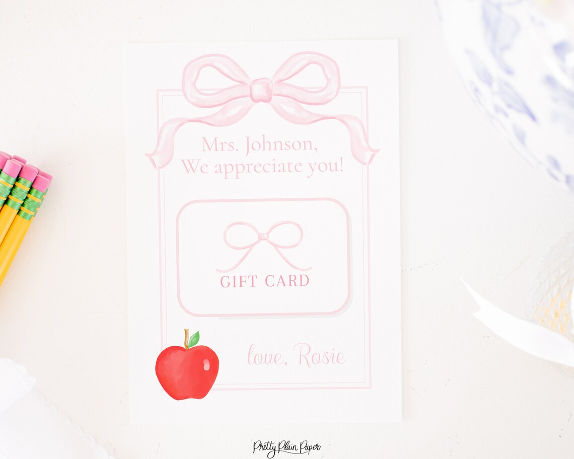 Teacher Appreciation Gift Card Printable Printable - Etsy