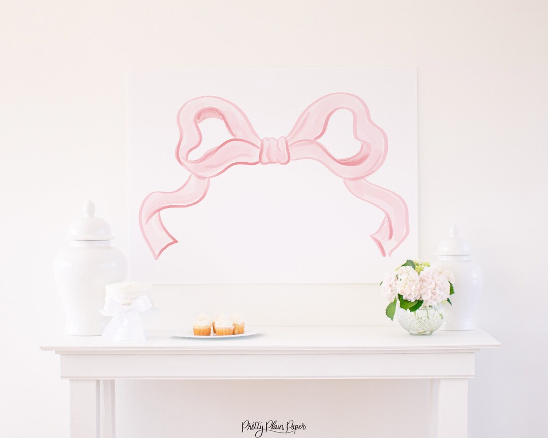 Pink Bow Backdrop | Watercolor Bow Backdrop | Poster Download | 0101 ...