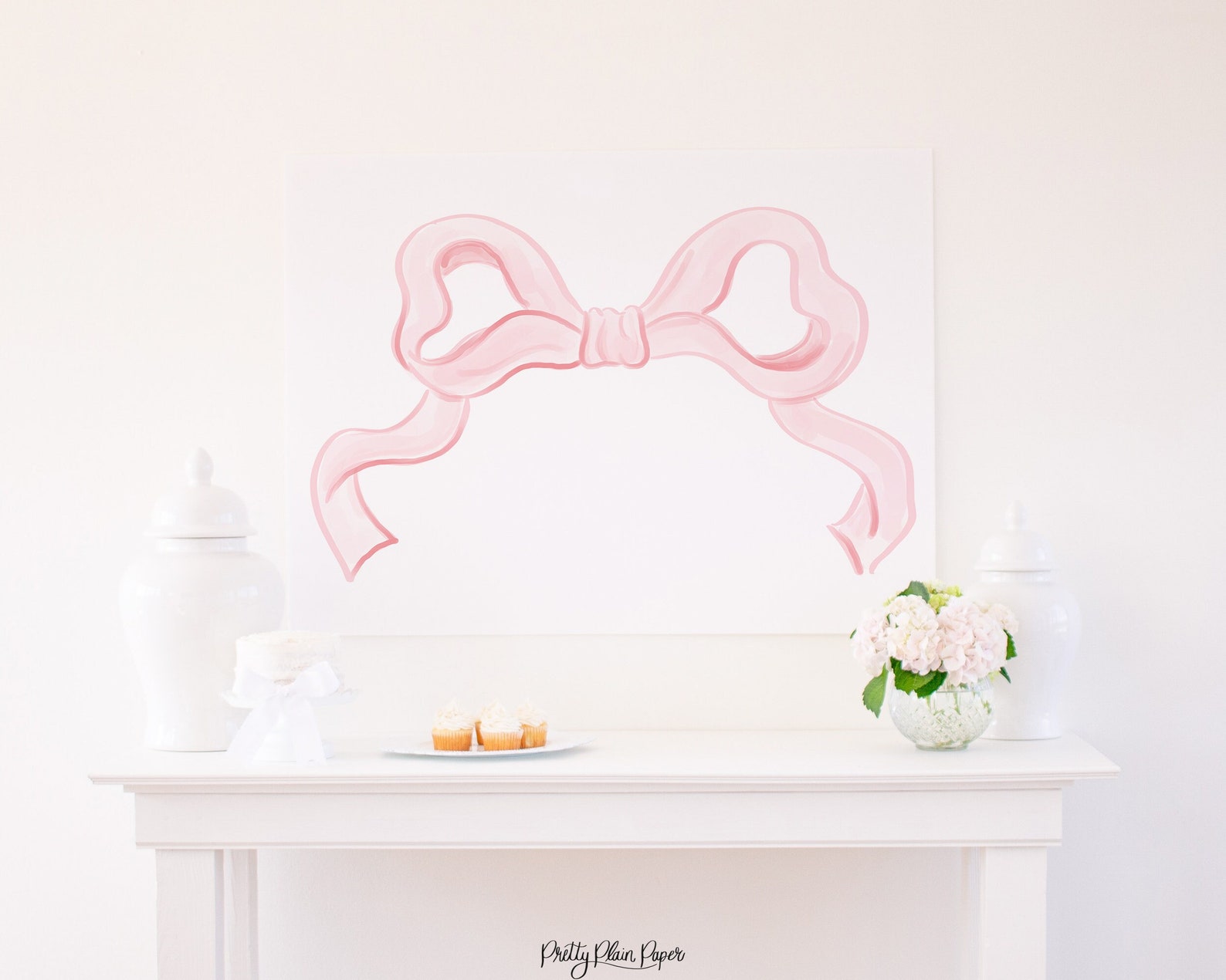 Pink Bow Backdrop Watercolor Bow Backdrop Poster Download - Etsy