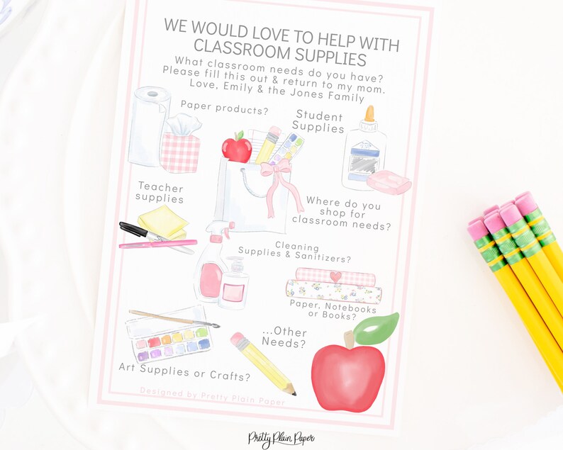 Classroom Supply Wish List Printable Teacher Supply Wish - Etsy