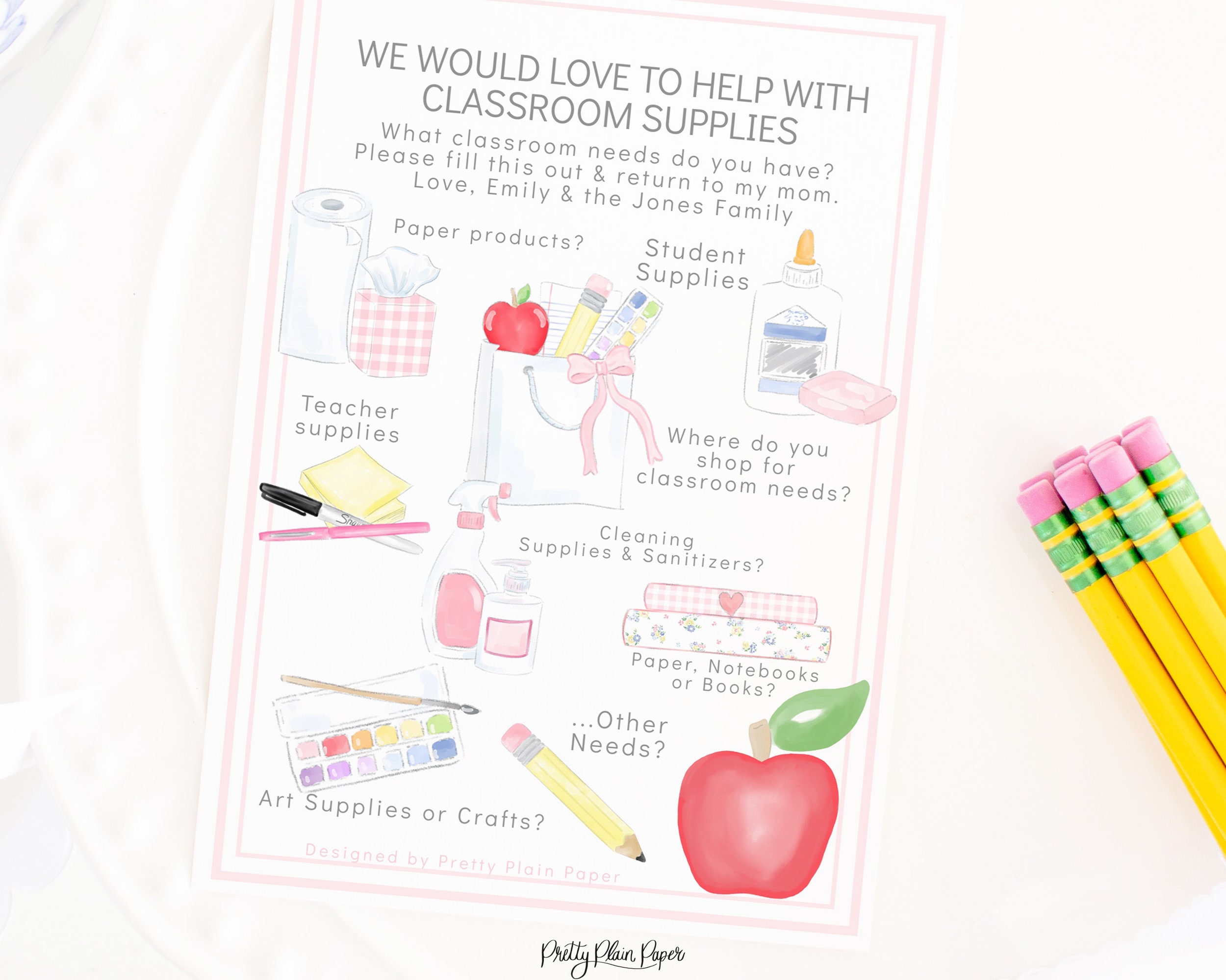 Classroom Supply Wish List | Printable | Teacher Supply Wish List ...