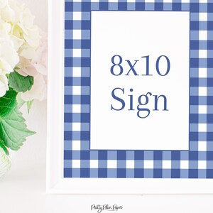 Watercolor Dark Blue Gingham 8x10 Sign, Vertical | Navy Gingham ...