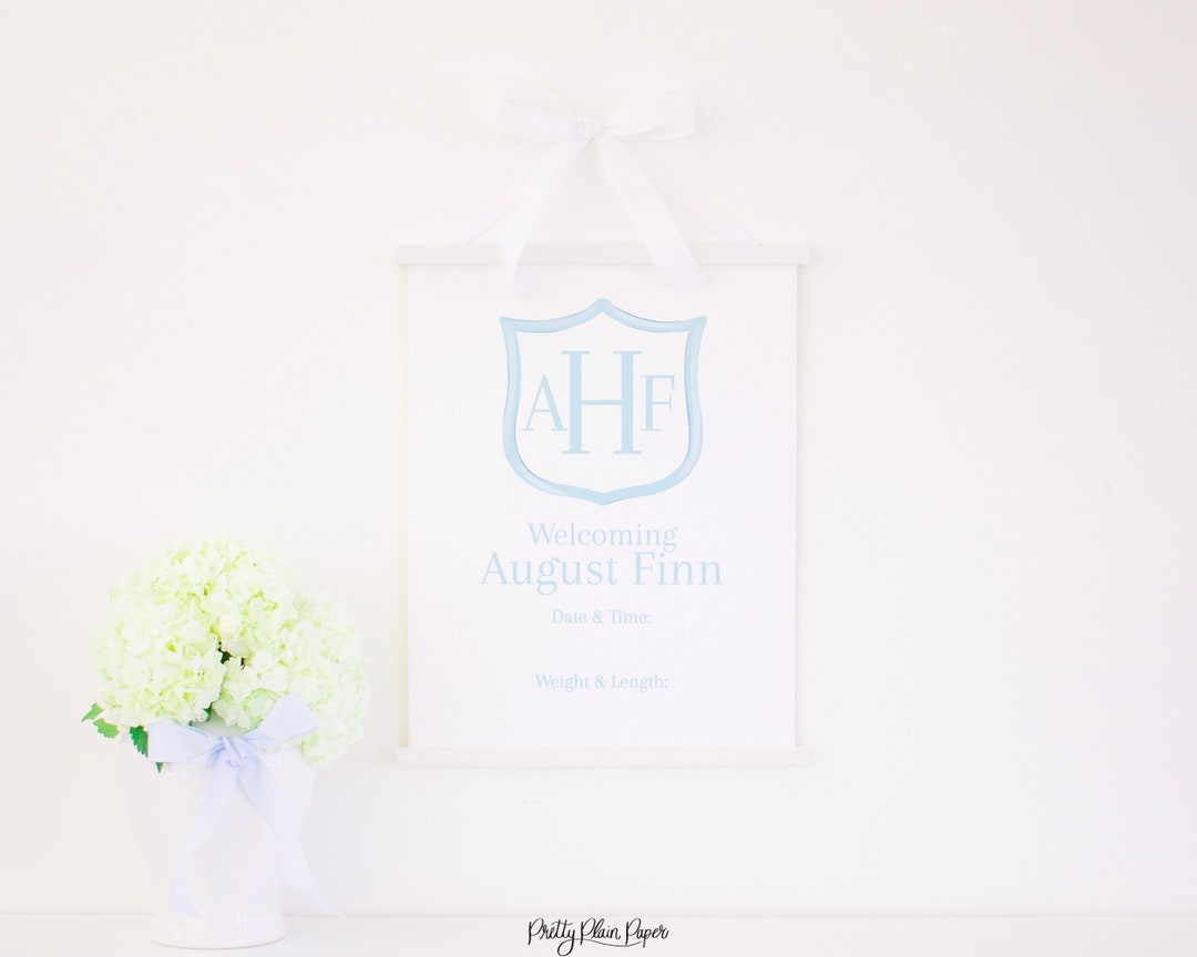Hospital Door Sign Printable | 16x20 | Watercolor Blue Crest With ...