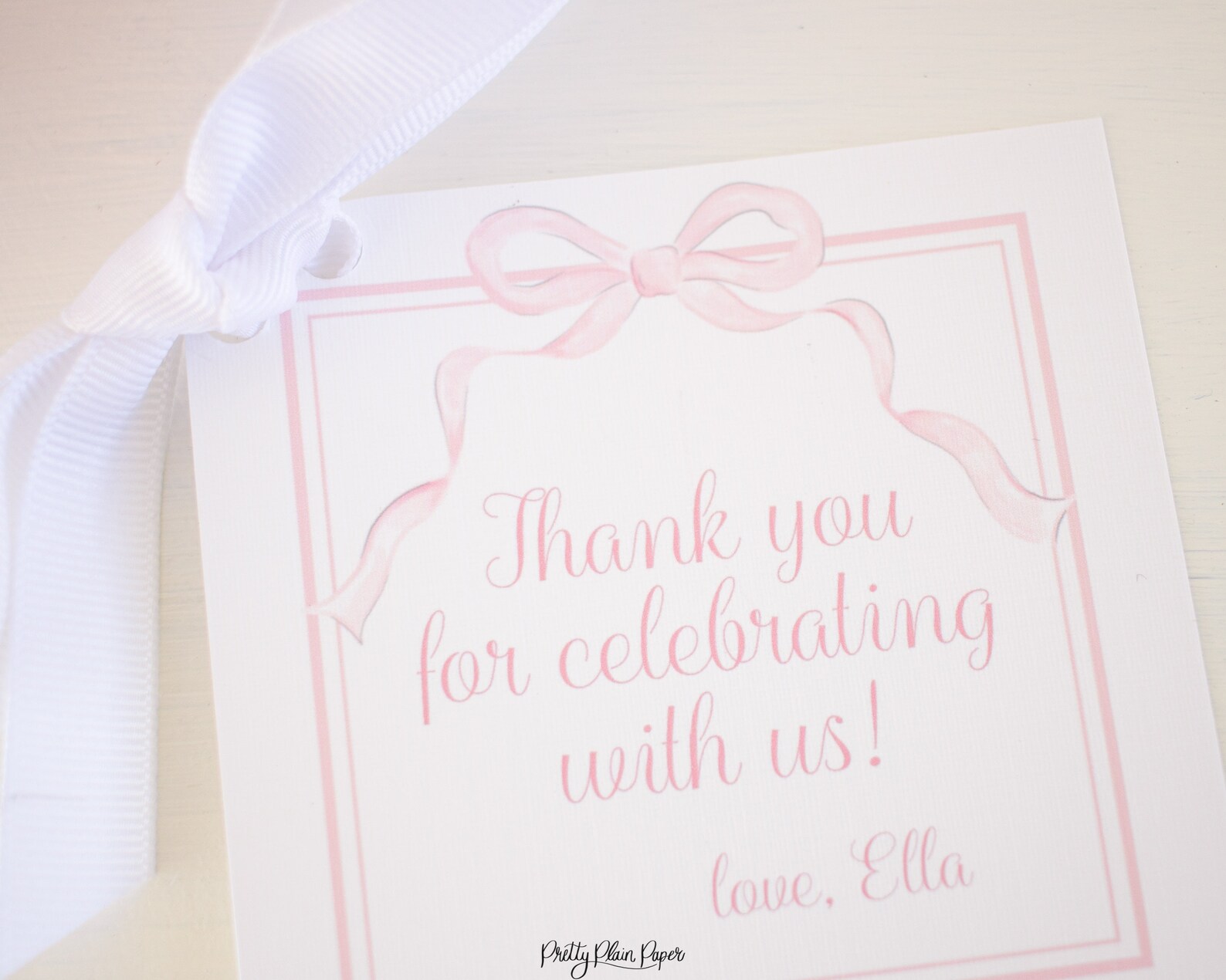 Watercolor Pink Bow Favor Tag Pink Bow Party Favors Tag - Etsy