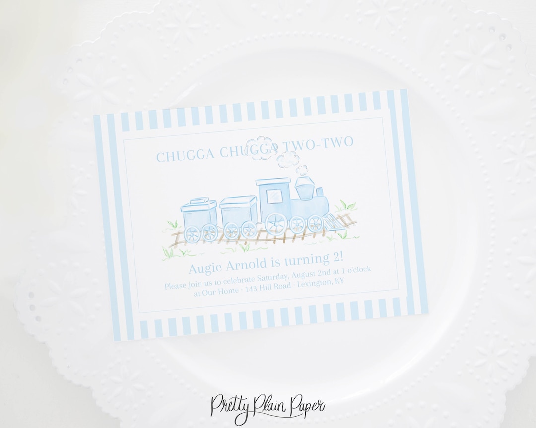 Watercolor Choo Choo Train Birthday Invitation | Chugga Chugga Two Two ...