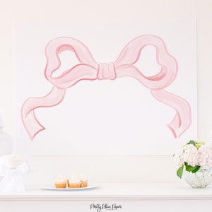 Pink Bow Backdrop Watercolor Bow Backdrop Poster Download - Etsy