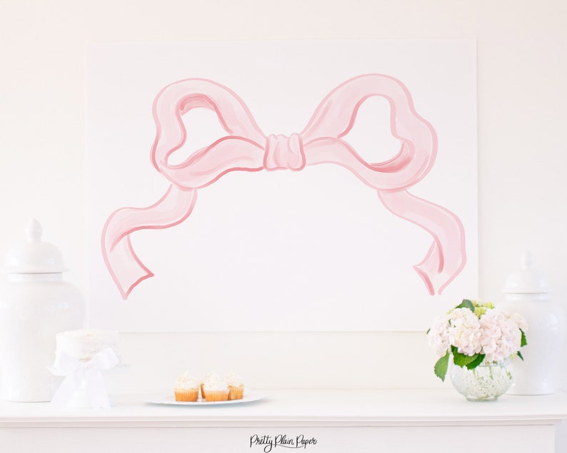 Pink Bow Backdrop Watercolor Bow Backdrop Poster Download - Etsy