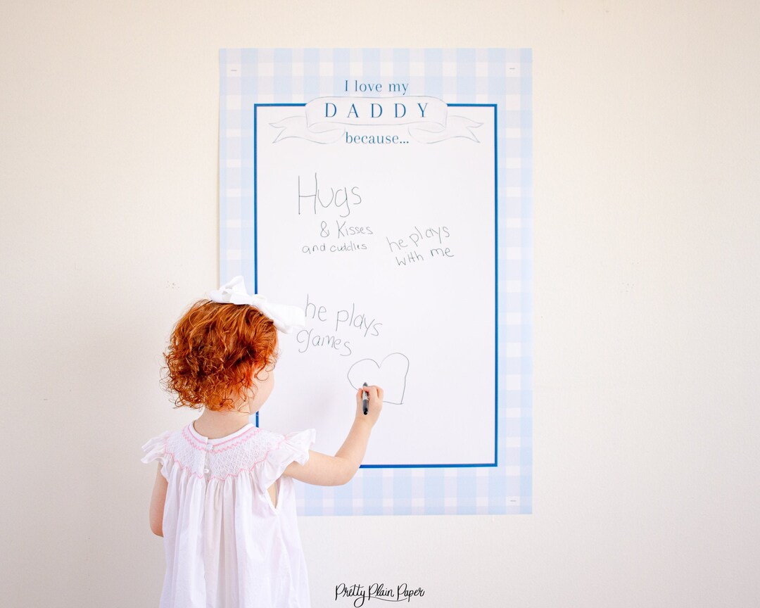 Acuarela Gingham 'Amo a mi papá porque...' Cartel imprimible para el ...