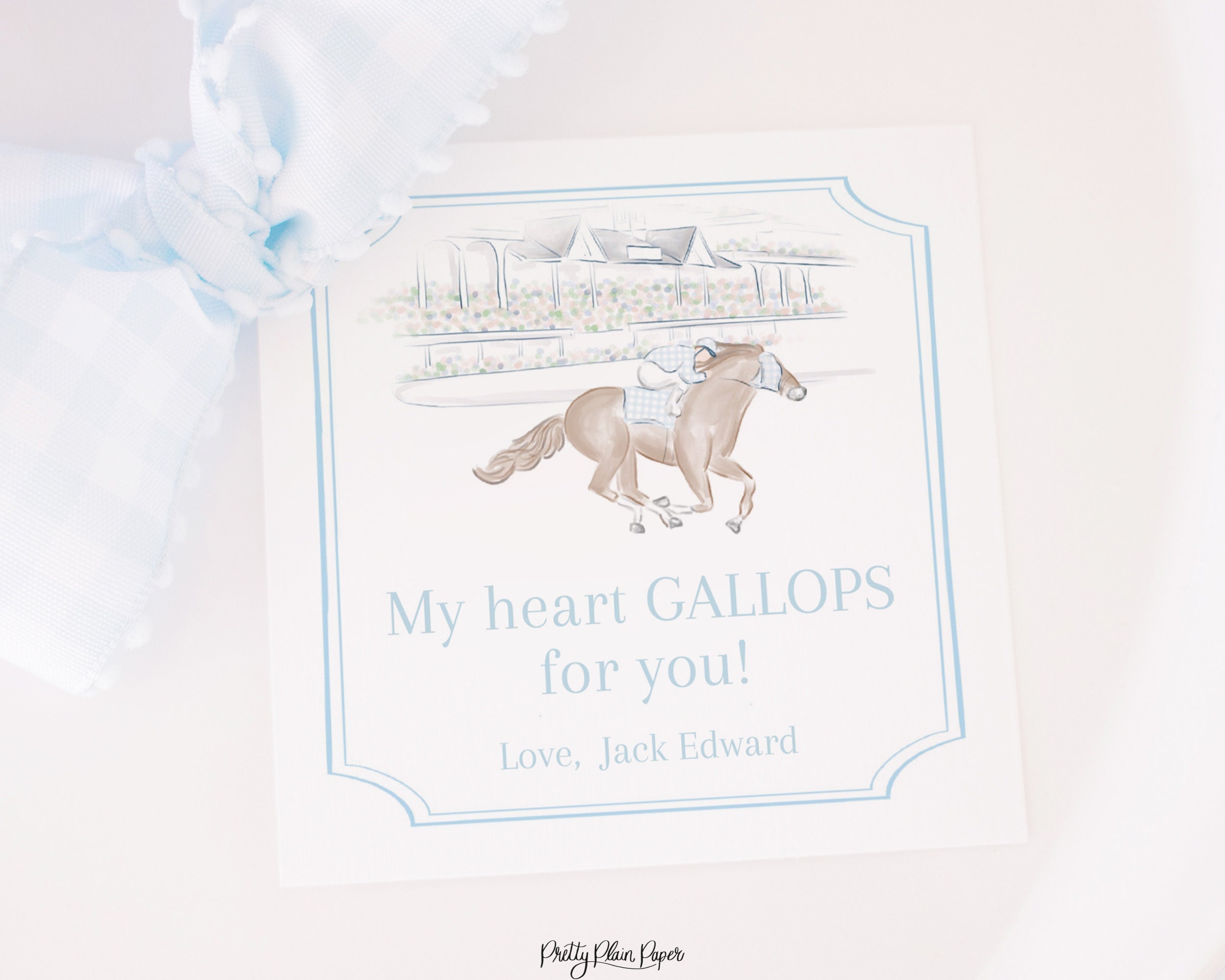 Derby or Horse Racing Valentine Tag for Valentine's Day | Etsy