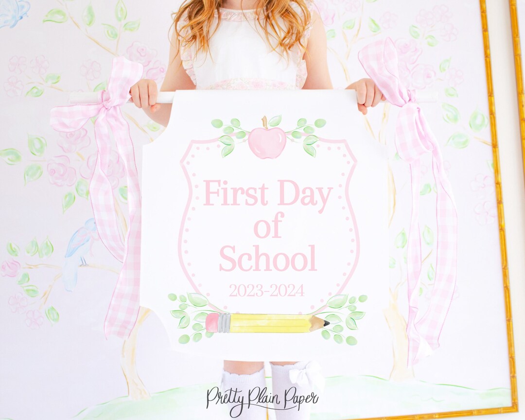 Watercolor Crest Back to School Banner | 24x24 Printable | Pretty First ...