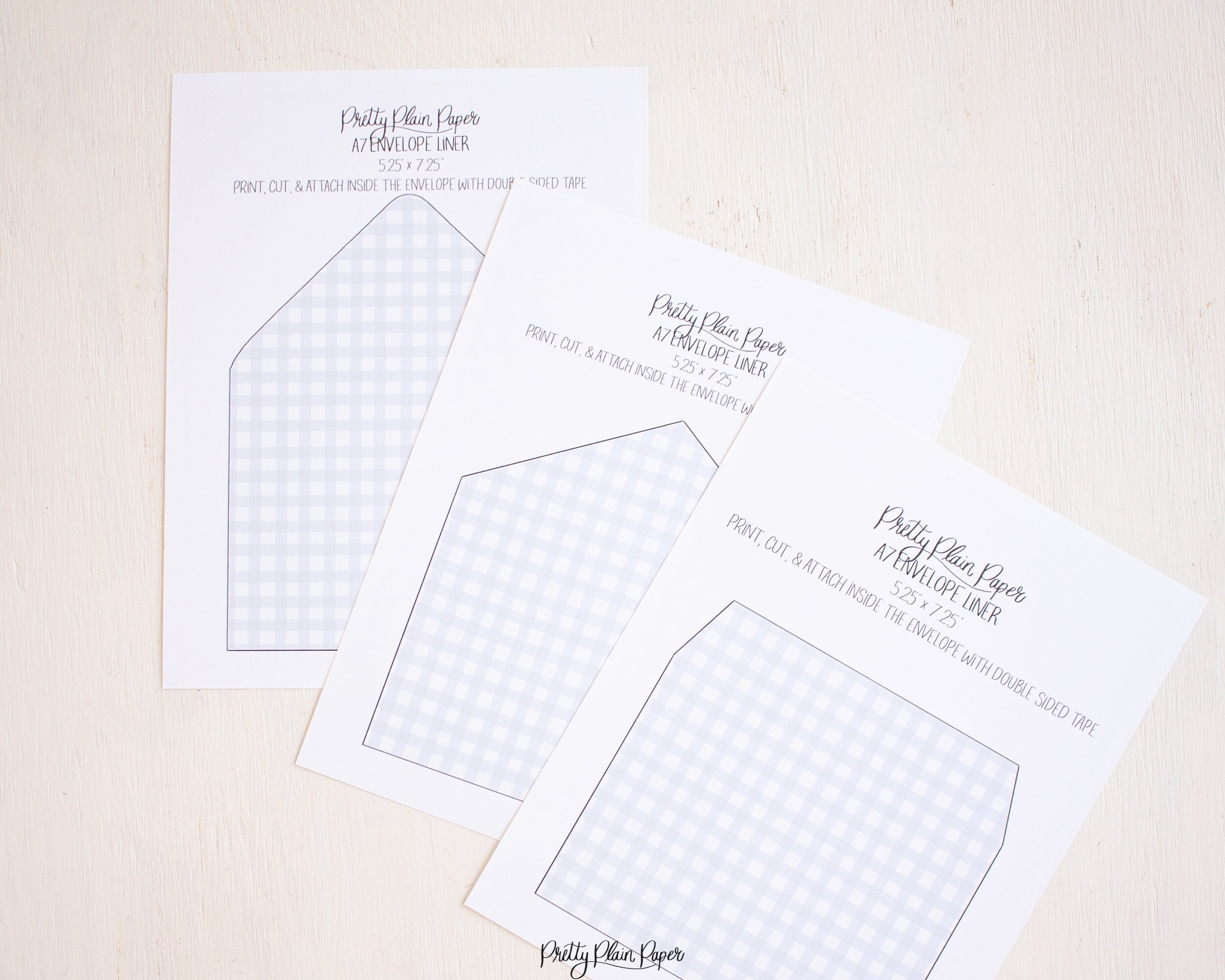 Blue Gingham Envelope Liner Watercolor Printable A7 Envelope - Etsy