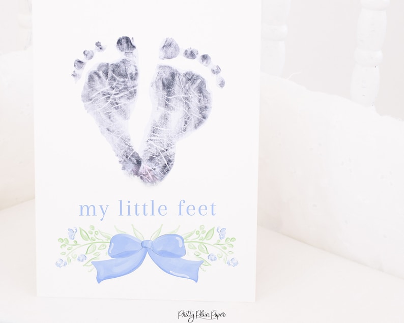 Hospital Baby Footprint Card Printable 5x7 Watercolor - Etsy