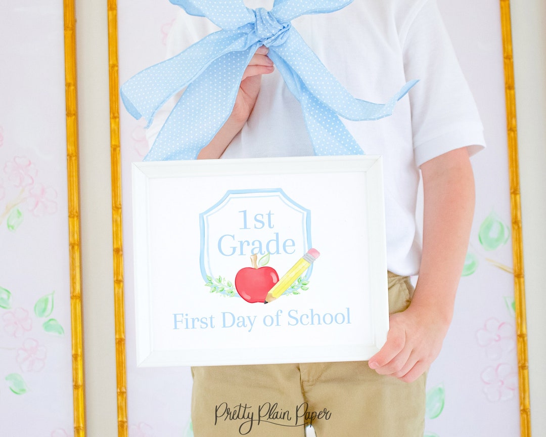 First Day of School Sign | 8x10 Printable | Back to School Sign | Blue ...