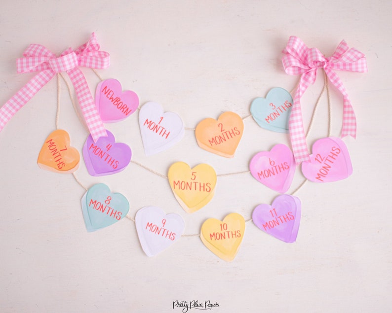 Candy Hearts Milestone Banner Valentine Milestone Banner - Etsy