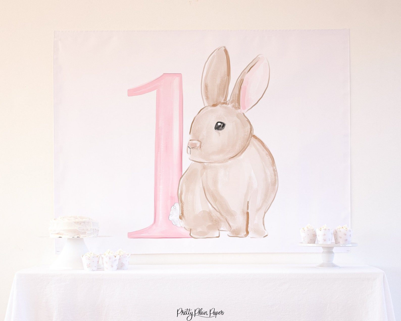 Pink Bunny Printable Backdrop Poster Download 1023 Bunny | Etsy