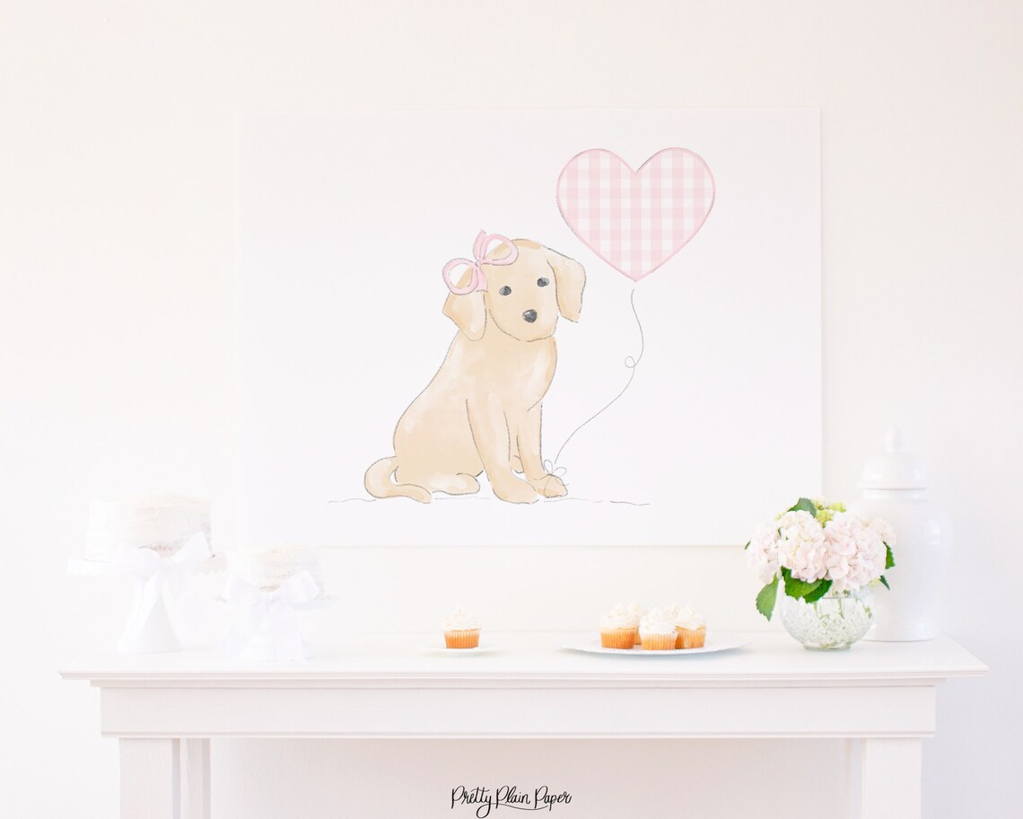 Puppy Dog First Birthday Birthday Backdrop Poster Printable - Etsy