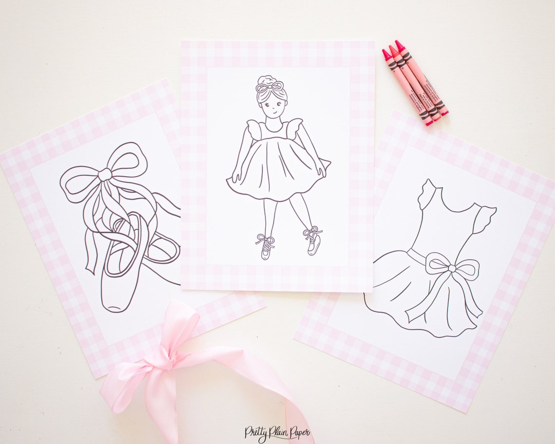 Pink Gingham Ballet Printable Coloring Pages | Ballerina Coloring ...