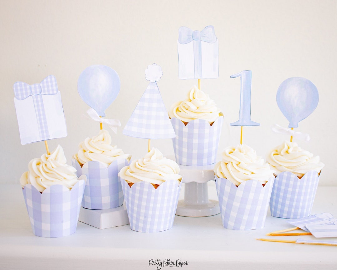 Watercolor Light Blue Cupcake Toppers | Printable | Classic Blue ...