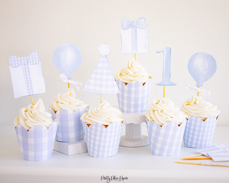 Watercolor Light Blue Cupcake Toppers | Printable | Classic Blue ...