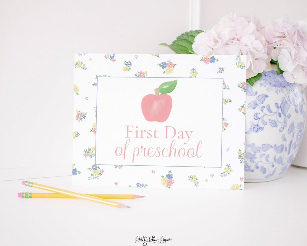 Pink Floral First Day of School Sign | Watercolor First Day of School ...