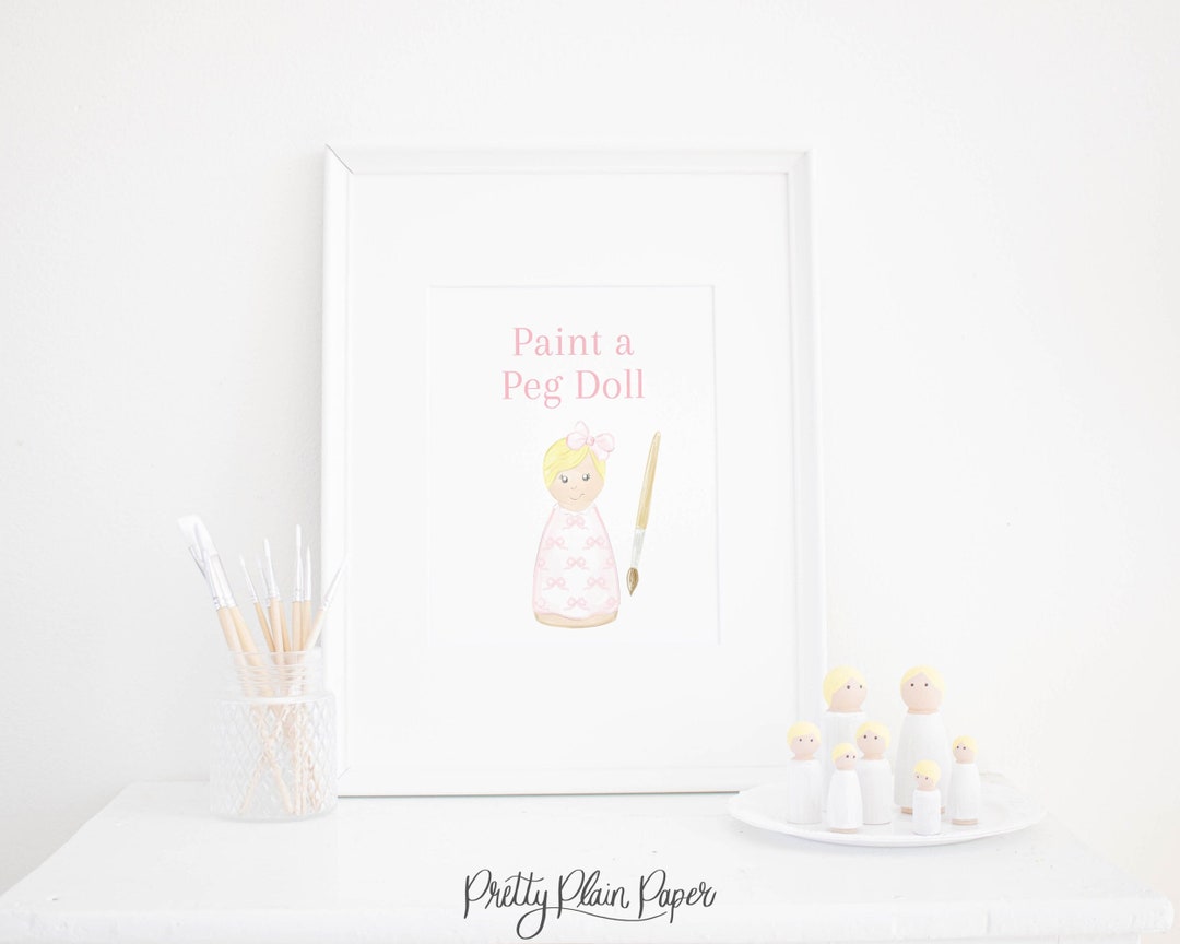 Watercolor Paint a Peg Doll Sign | 8x10 Printable Download | Wooden Peg ...
