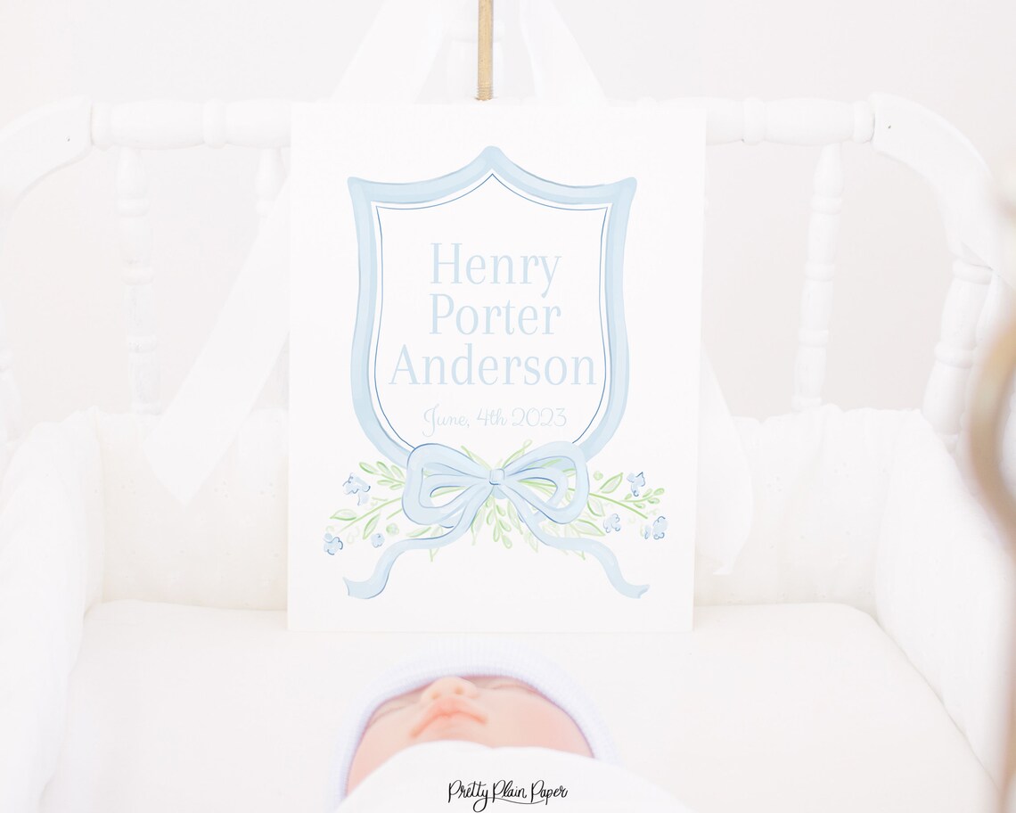 Hospital Baby Name Sign Printable 8x10 Watercolor Blue - Etsy