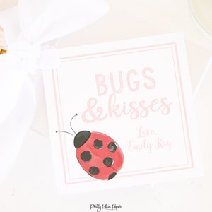 Bugs & Kisses Ladybug Valentine Tag for Valentine's Day | Watercolor ...