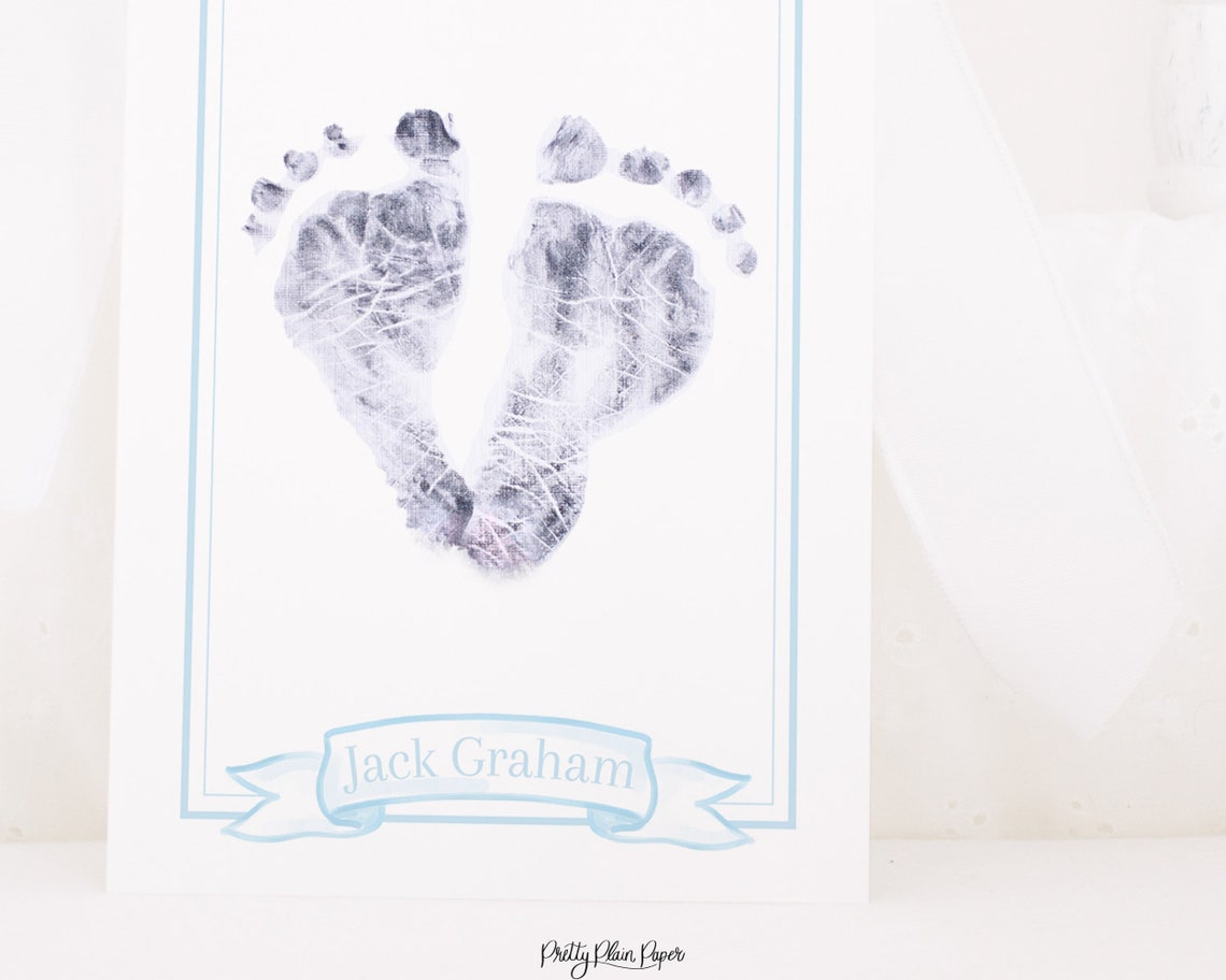 Hospital Baby Footprint Card Printable 5x7 Watercolor - Etsy