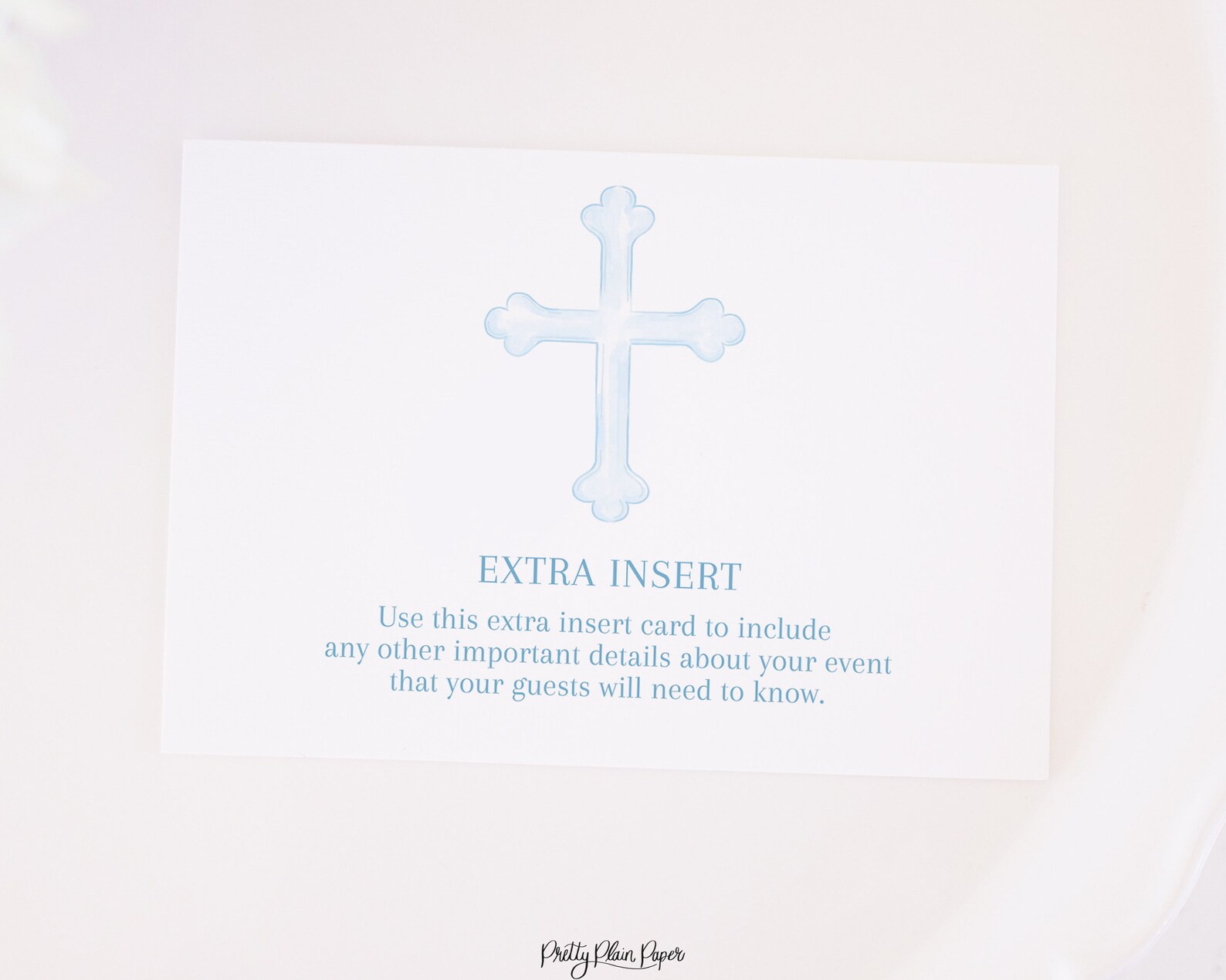 Watercolor Baptism Crest Extra Insert Simple Blue Cross | Etsy
