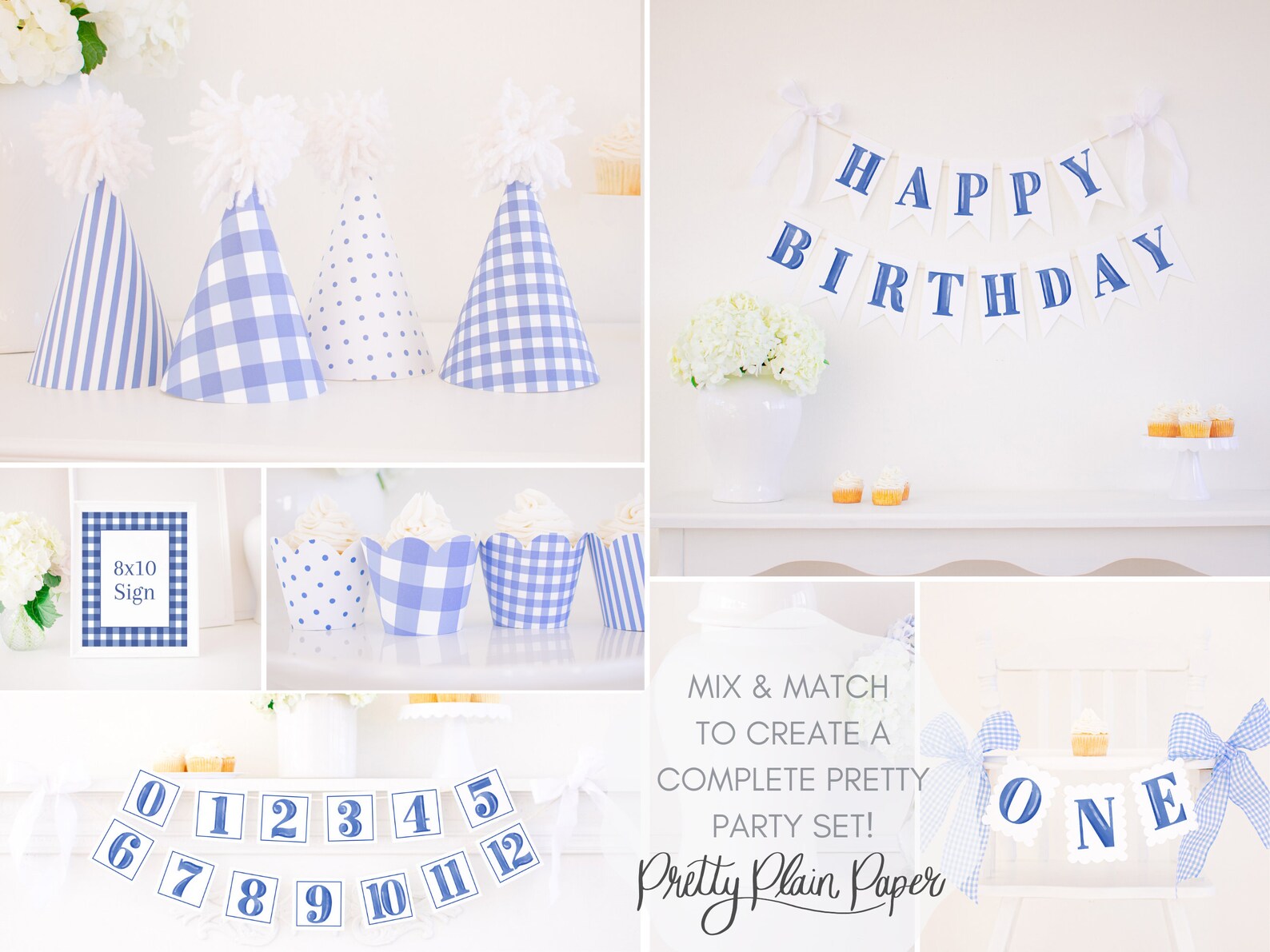 Dark Blue Watercolor Happy Birthday Banner Printable - Etsy