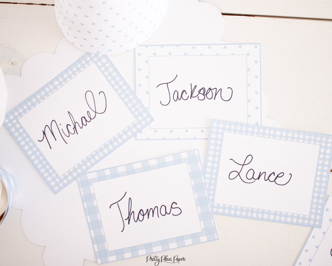 Blue Dots & Blue Gingham Printable Food and Beverage Labels Download ...