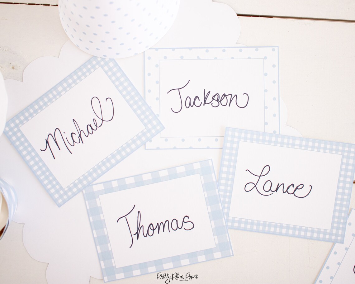 Blue Dots & Blue Gingham Printable Food and Beverage Labels Download ...