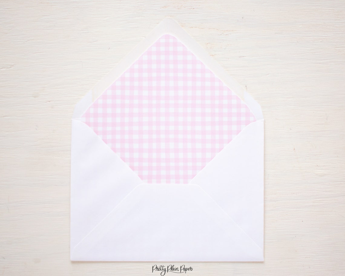 Pink Gingham Watercolor Printable A7 Envelope Liner Download - Etsy