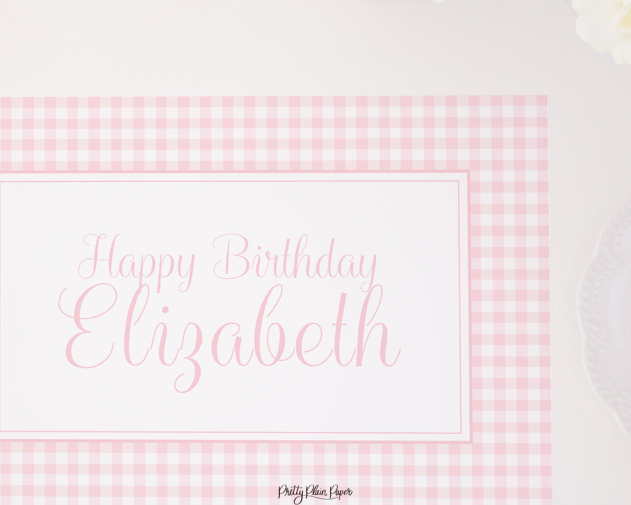 Happy Birthday Pink Gingham Placemat 12x18 Printable - Etsy
