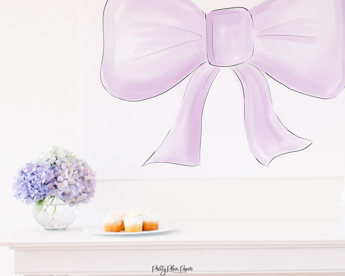 Lavender Bow Party Backdrop Watercolor Purple Bow Backdrop - Etsy