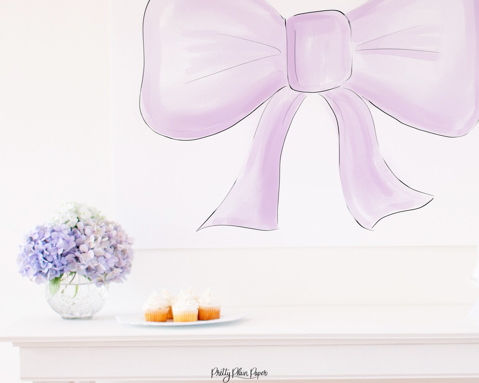 Lavender Bow Party Backdrop Watercolor Purple Bow Backdrop - Etsy