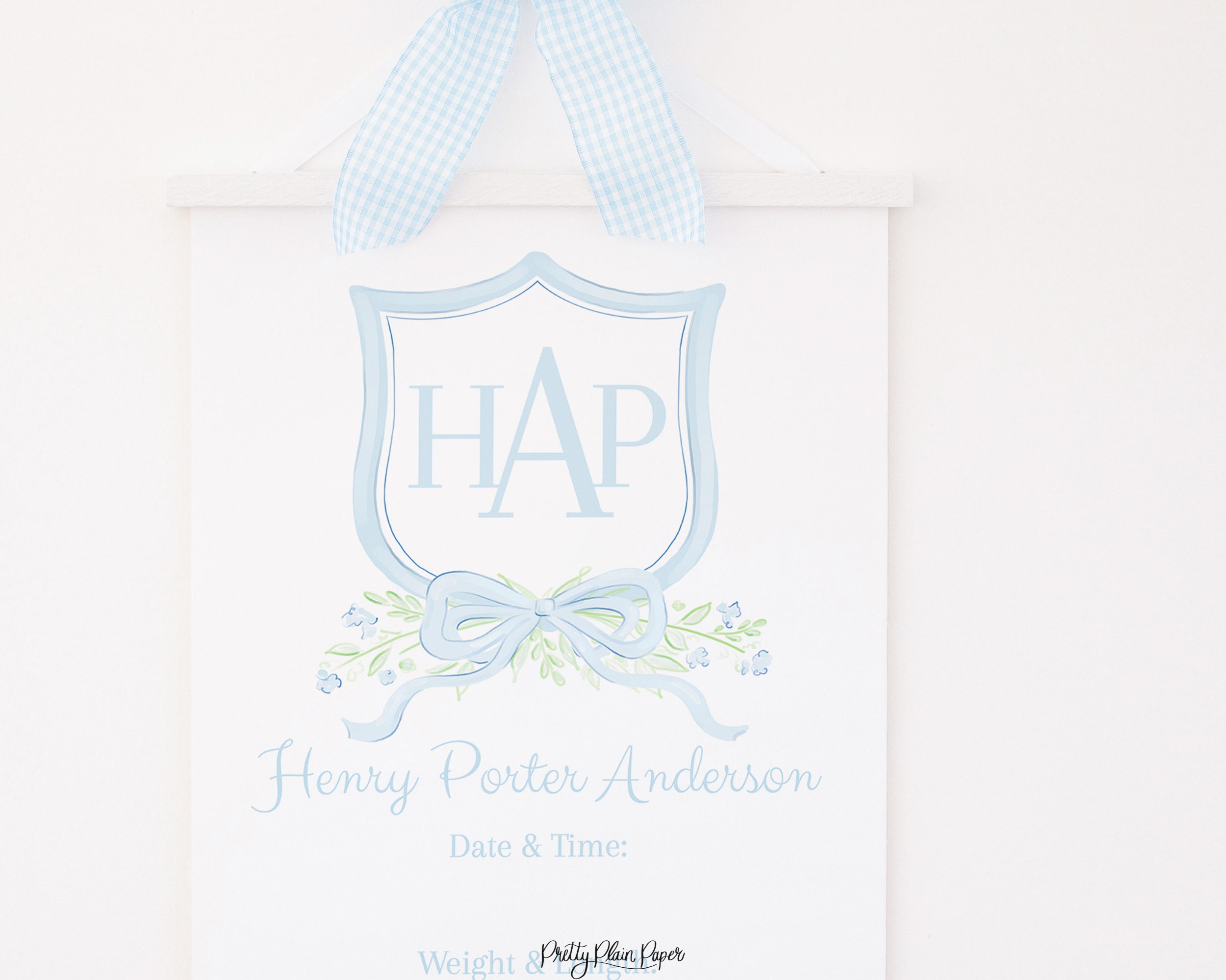 Hospital Door Sign Printable 16x20 Watercolor Blue Crest | Etsy