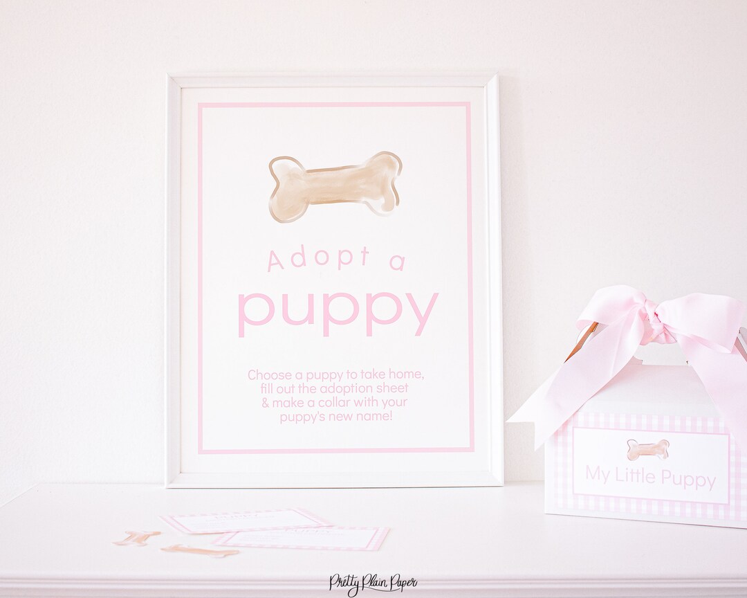 Adopt a Puppy Sign, 16''x20'' | Watercolor Puppy Party Sign 1027 ...