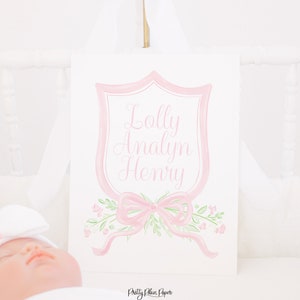 Hospital Baby Sign Printable 8x10 Watercolor Pink Crest - Etsy