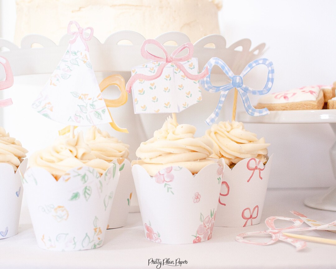 Watercolor Party Hat Cupcake Toppers Printable Download | EDIAG | Every ...