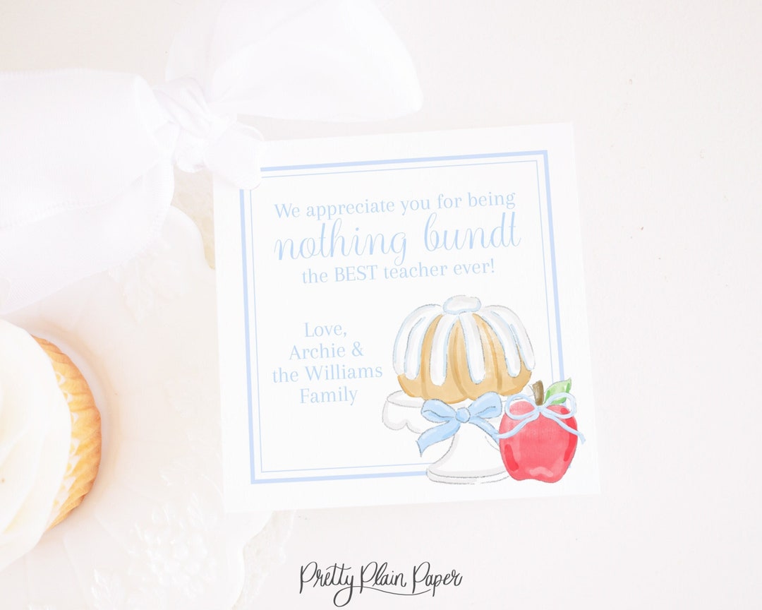 Teacher Appreciation Tag | 3.5''x3.5'' Printable | Bundt Cake | Teacher ...
