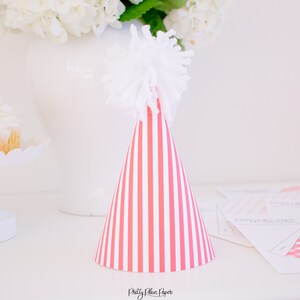 Red Pattern Party Hats | Red Gingham Party Hats | Printable Download ...